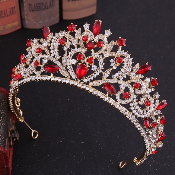 Accessories | Vintage Princess Ruby Red Tiara Bridal Weddingprom Heart ...